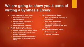 Useful tips for writing a synthesis essay | PPT