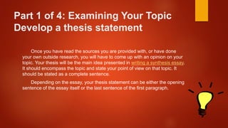 Useful tips for writing a synthesis essay | PPTX