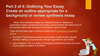 Useful tips for writing a synthesis essay | PPT