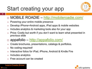 Useful Tools for Creating (& not developing) iOS/Android Apps