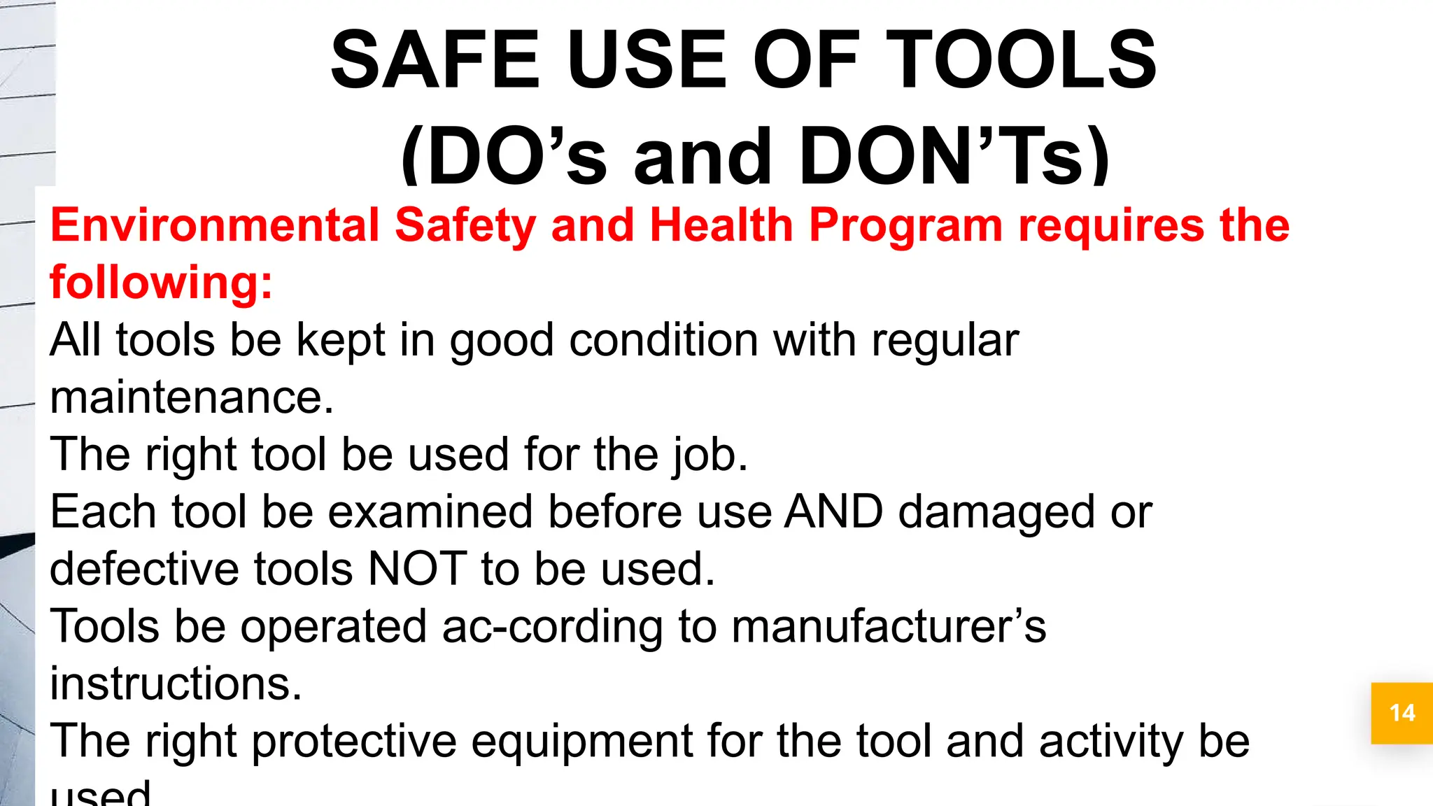 Proper use of hand tools in ICT 8 LO1 grade 8 | PPTX
