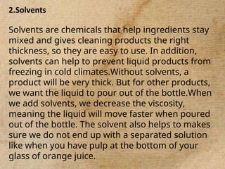 Use of other Ingredients in Cleaning Agents | PPTX