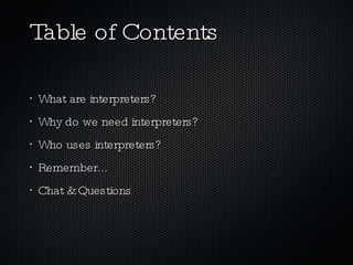 Basic Interpreting Services Information | PPT