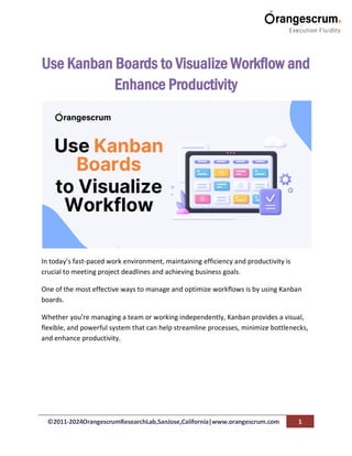 Use Kanban Boards to Visualize Workflow and Enhance Productivity.pdf | Computer Software and ...