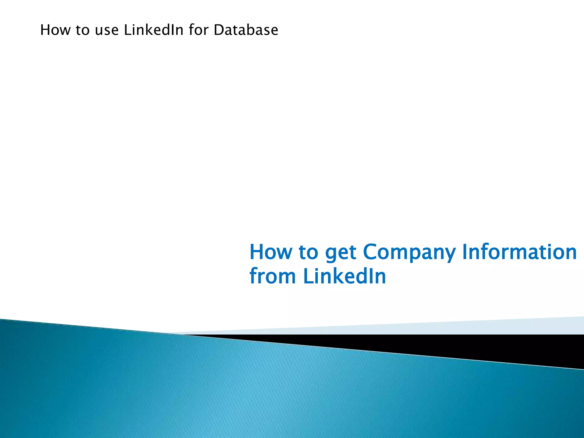 Use linkedin for database | PPSX