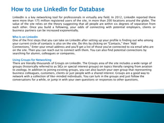 Use linkedin for database | PPSX