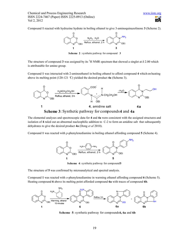 Use of 2 ethoxy(4 h)-3,1-benzoxazin-4-one as a precursor | PDF