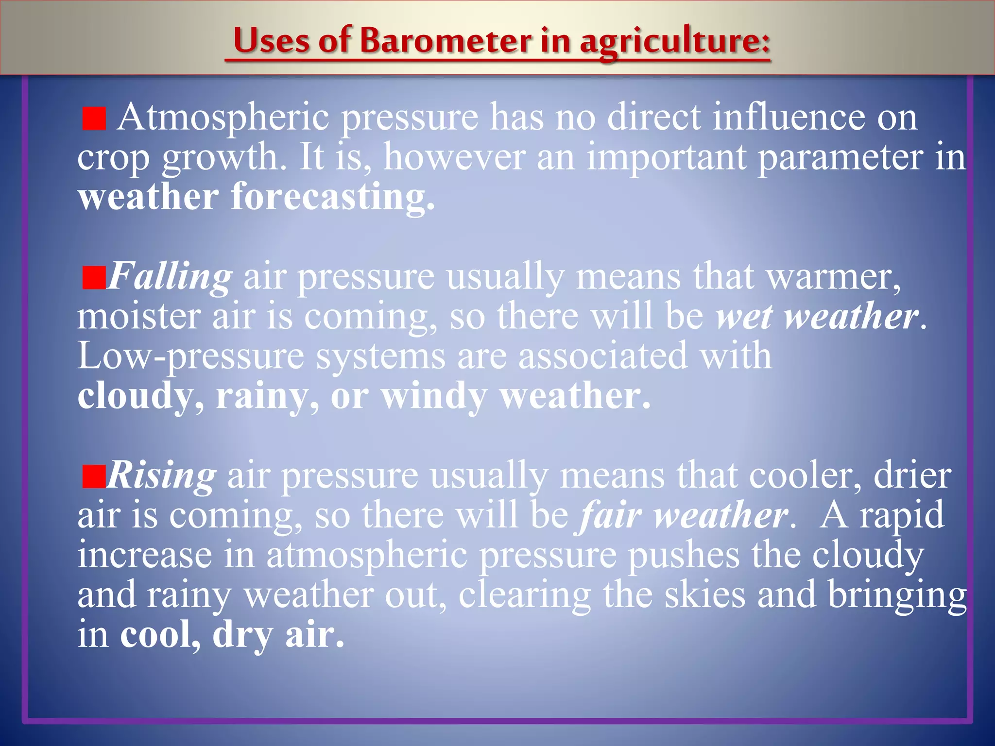 Use of agro meterological instruments in agriculture | PPTX