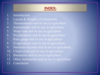 Use of agro meterological instruments in agriculture | PPTX