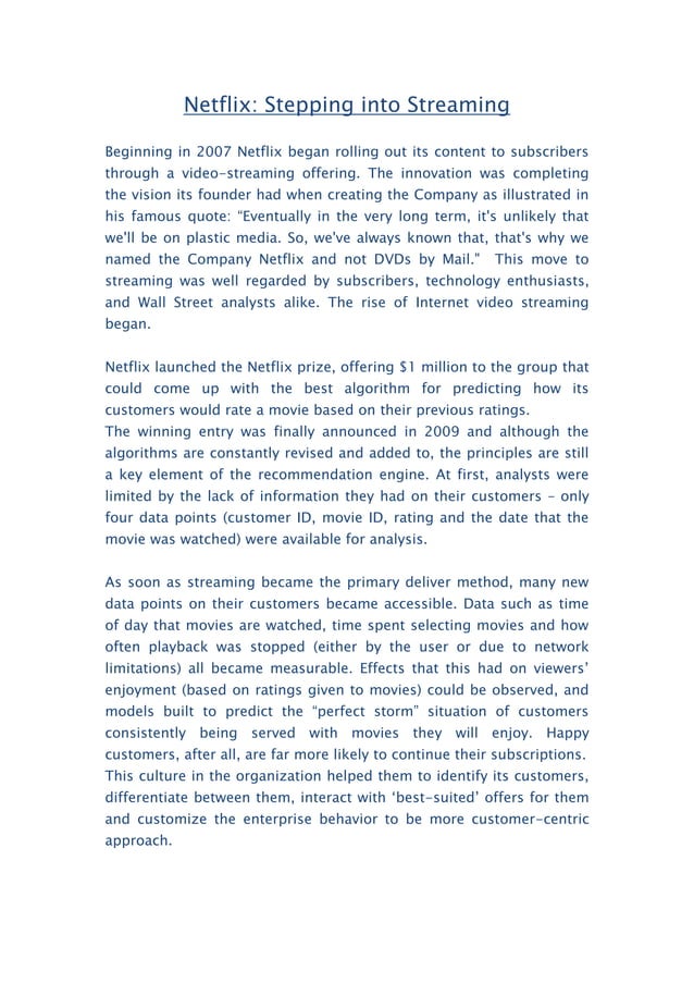 Use of Analytics by Netflix - Case Study | PDF