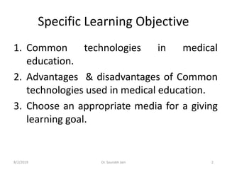 Use of appropriate media in medical education | PPTX