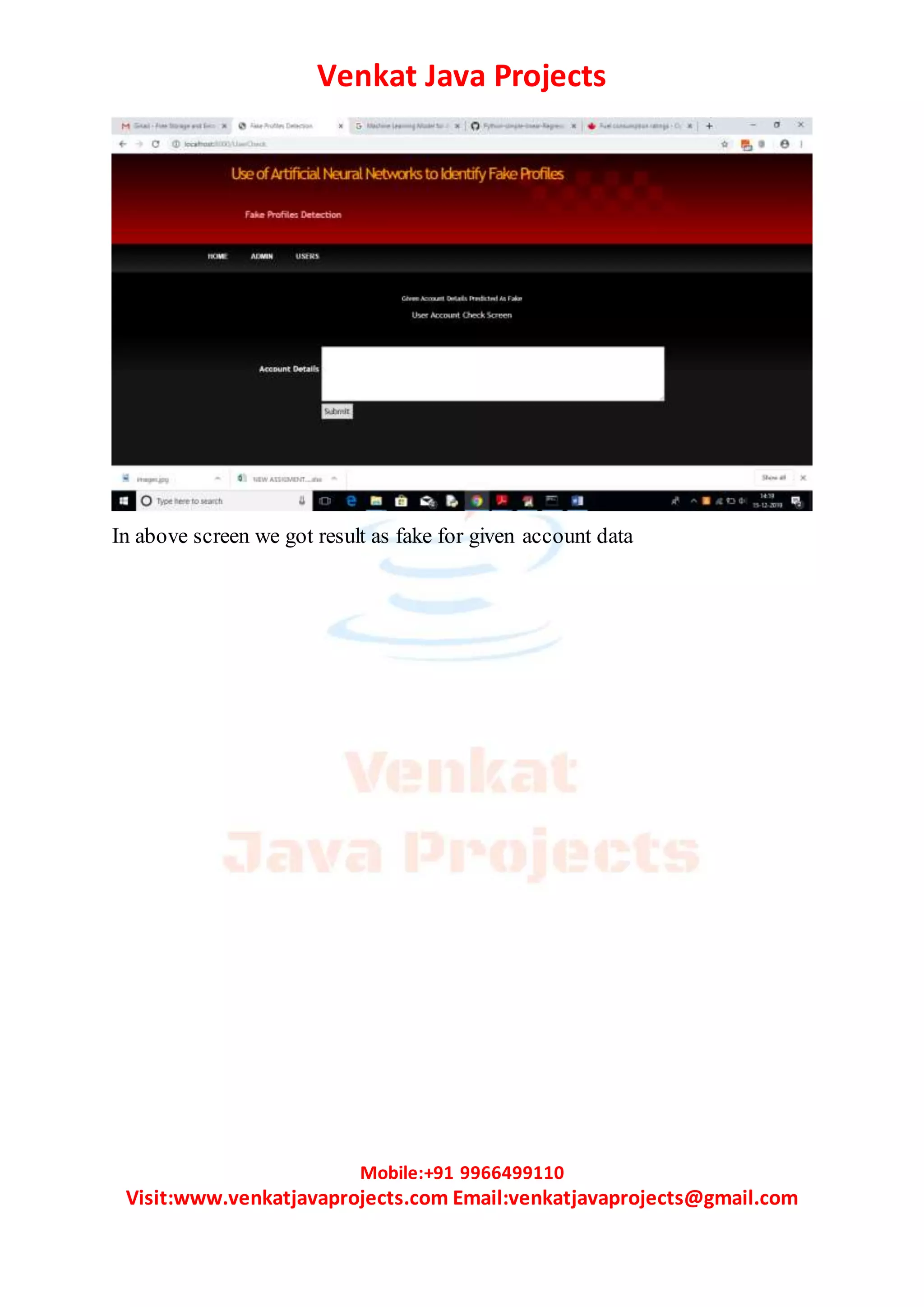 Use of artificial neural networks to identify fake profiles | DOCX