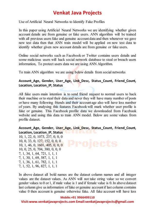 Use of artificial neural networks to identify fake profiles | DOCX ...