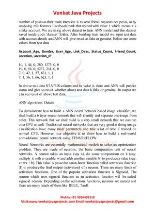 Use of artificial neural networks to identify fake profiles | DOCX