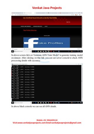 Use of artificial neural networks to identify fake profiles | DOCX