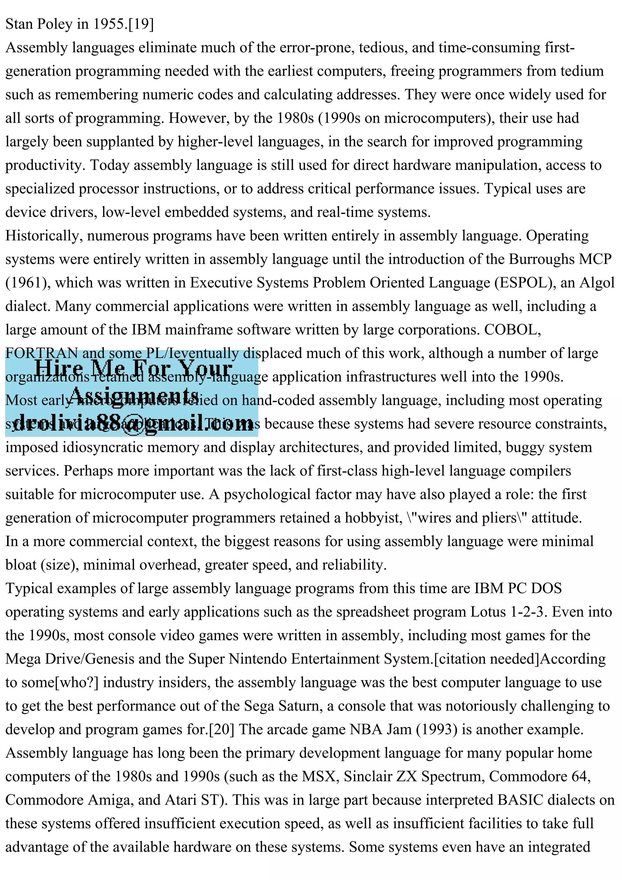 Use of assembly language[edit]Historical perspective[edit]Assemb.pdf ...
