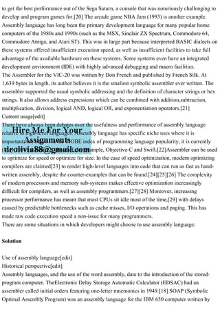 Use of assembly language[edit]Historical perspective[edit]Assemb.pdf | Programming Languages ...