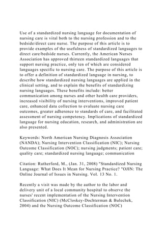 Use of a standardized nursing language for documentation of nursin.docx