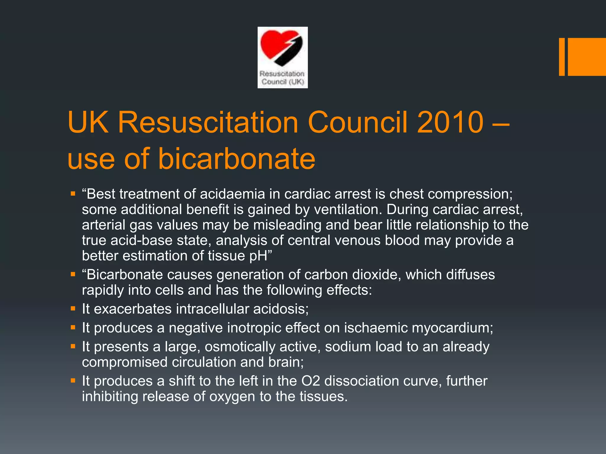 Bicarbonate use in cardiac arrest and shock | PPTX