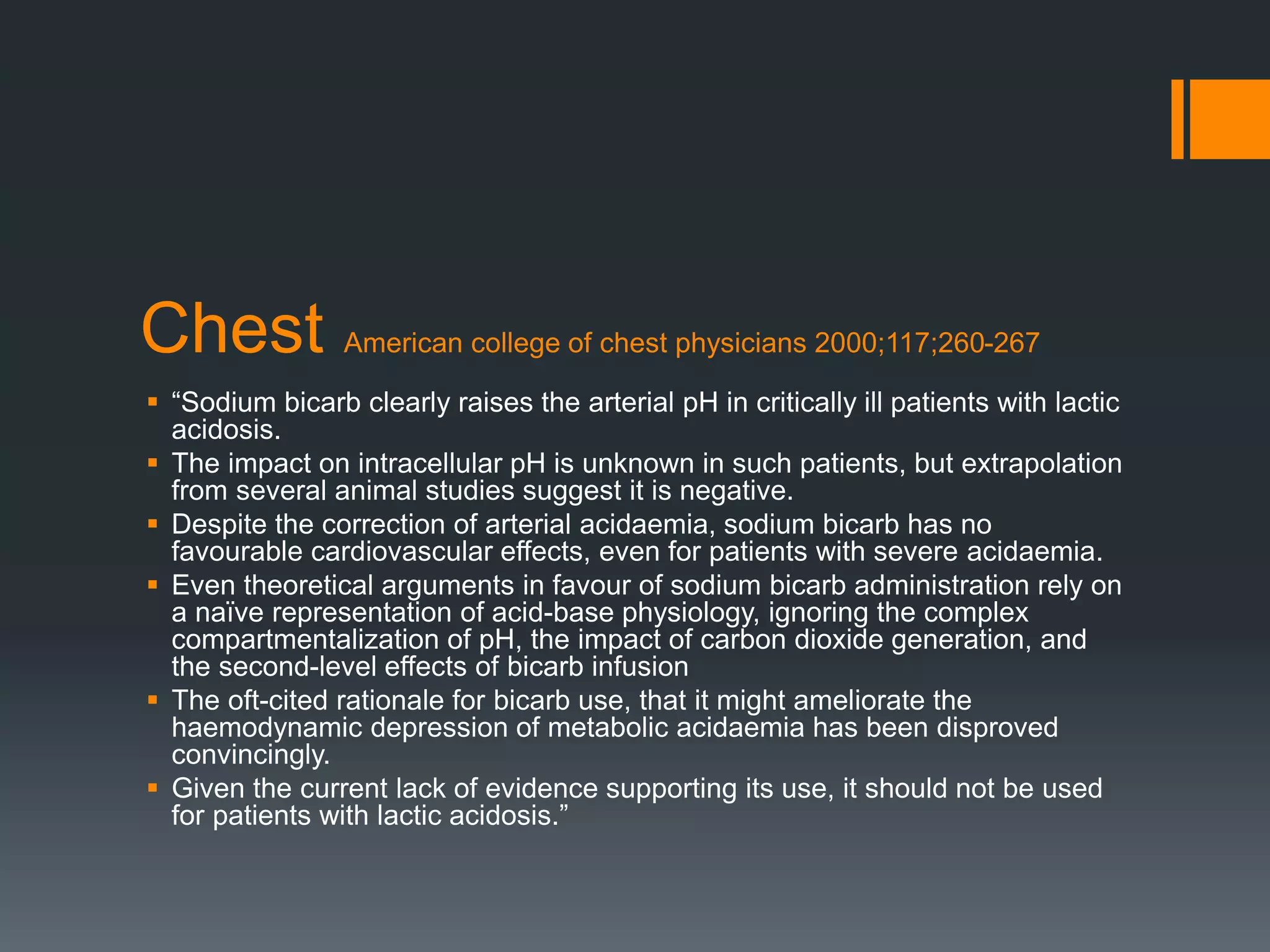 Bicarbonate use in cardiac arrest and shock | PPTX