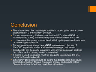 Bicarbonate use in cardiac arrest and shock | PPTX
