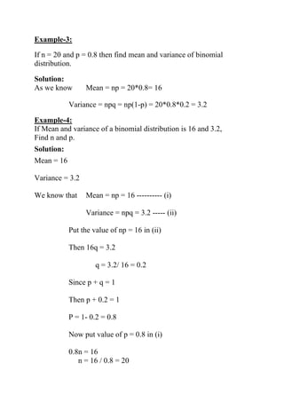Use of binomial probability distribution | PDF
