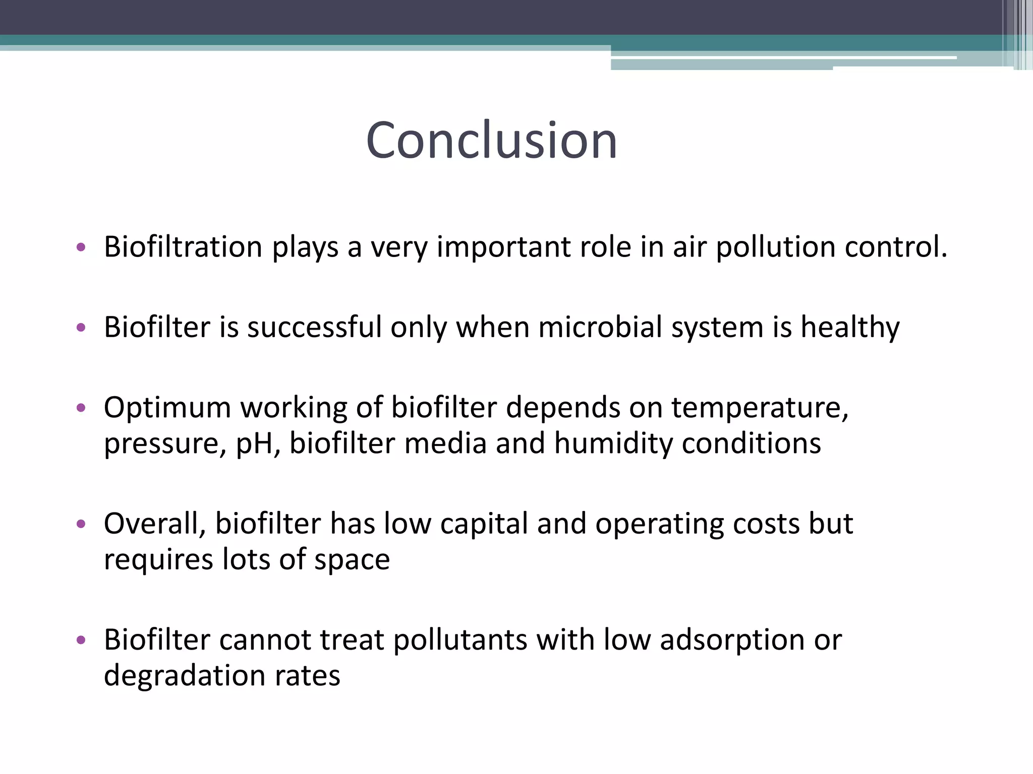 Use of biofilters for air pollution control | PPTX