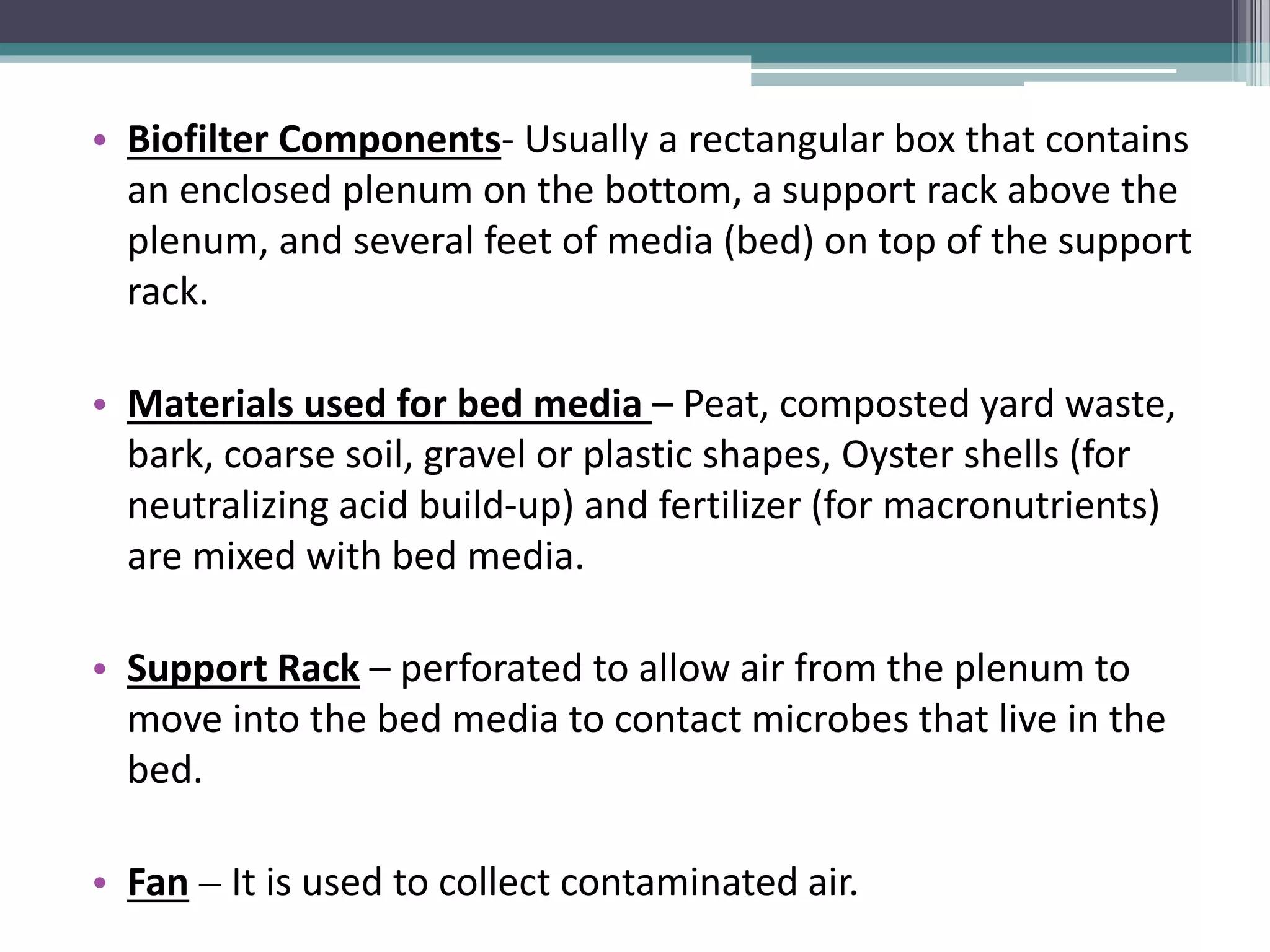 Use of biofilters for air pollution control | PPTX