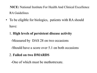 Use of biologicals in rheumatoid arthritis | PPTX