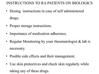 Use of biologicals in rheumatoid arthritis | PPTX