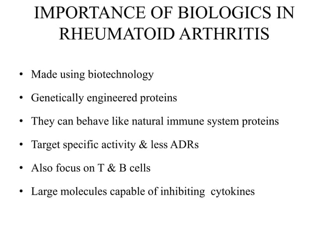 Use of biologicals in rheumatoid arthritis | PPTX | Chemistry | Science
