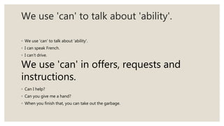 Use of can and can't | PPTX