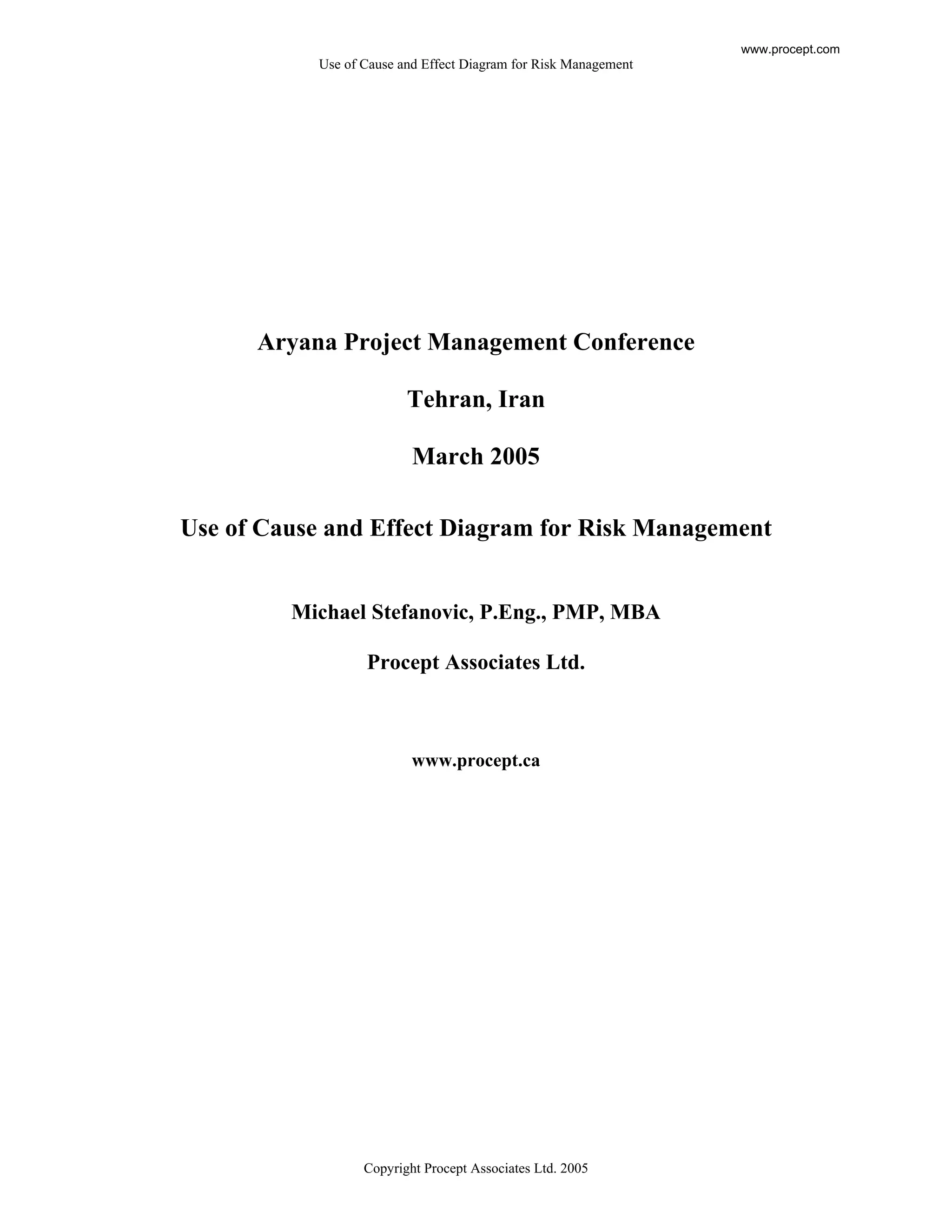Use of Causeand Effect Diagrams for Risk Management | PDF