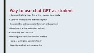 Use of chat GPT in education.pptx
