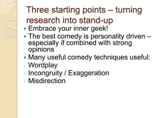 Stand-up comedy: using comedy to promote public health messages | PPT