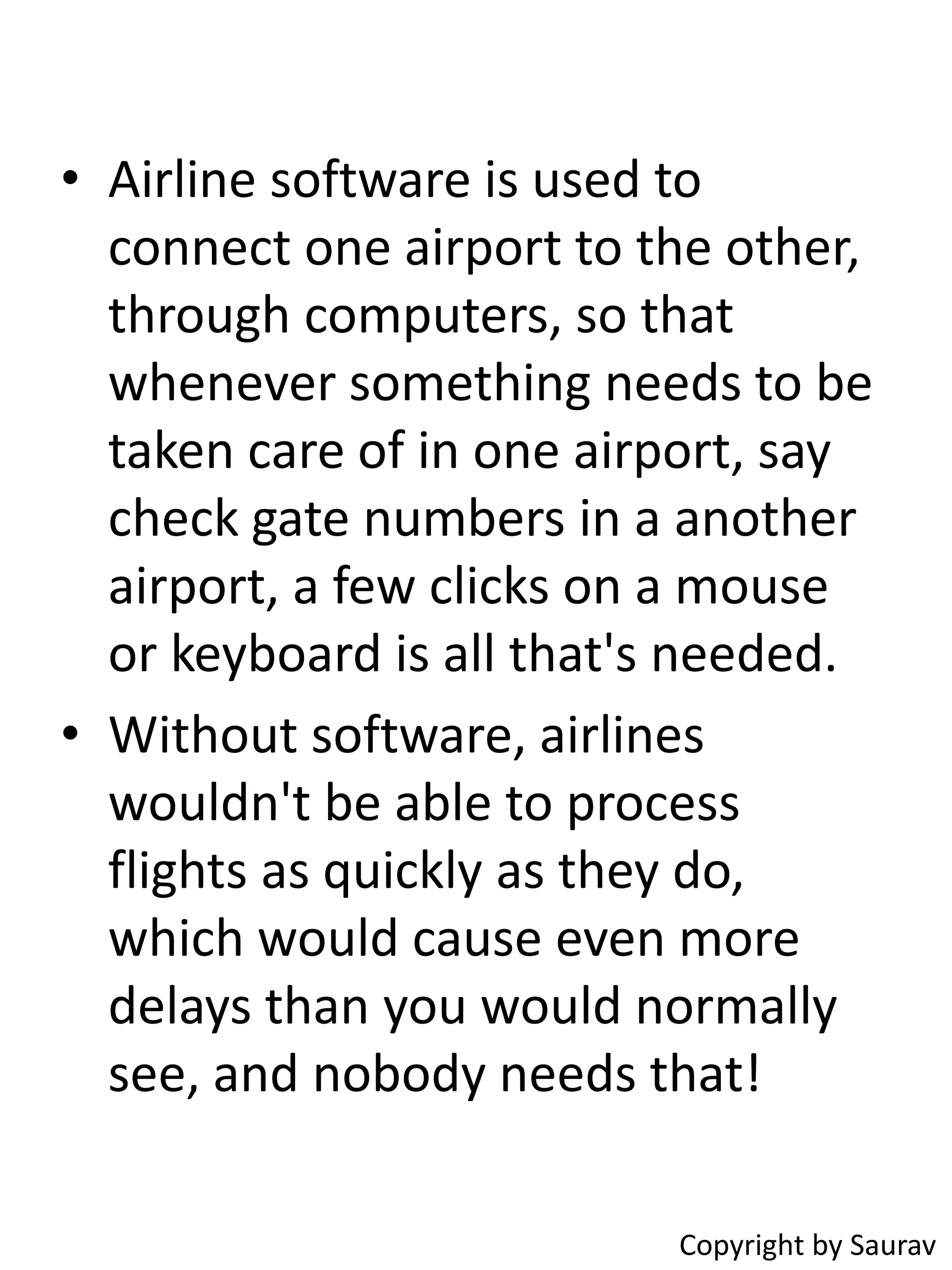 Use of computer software in airline | PPTX