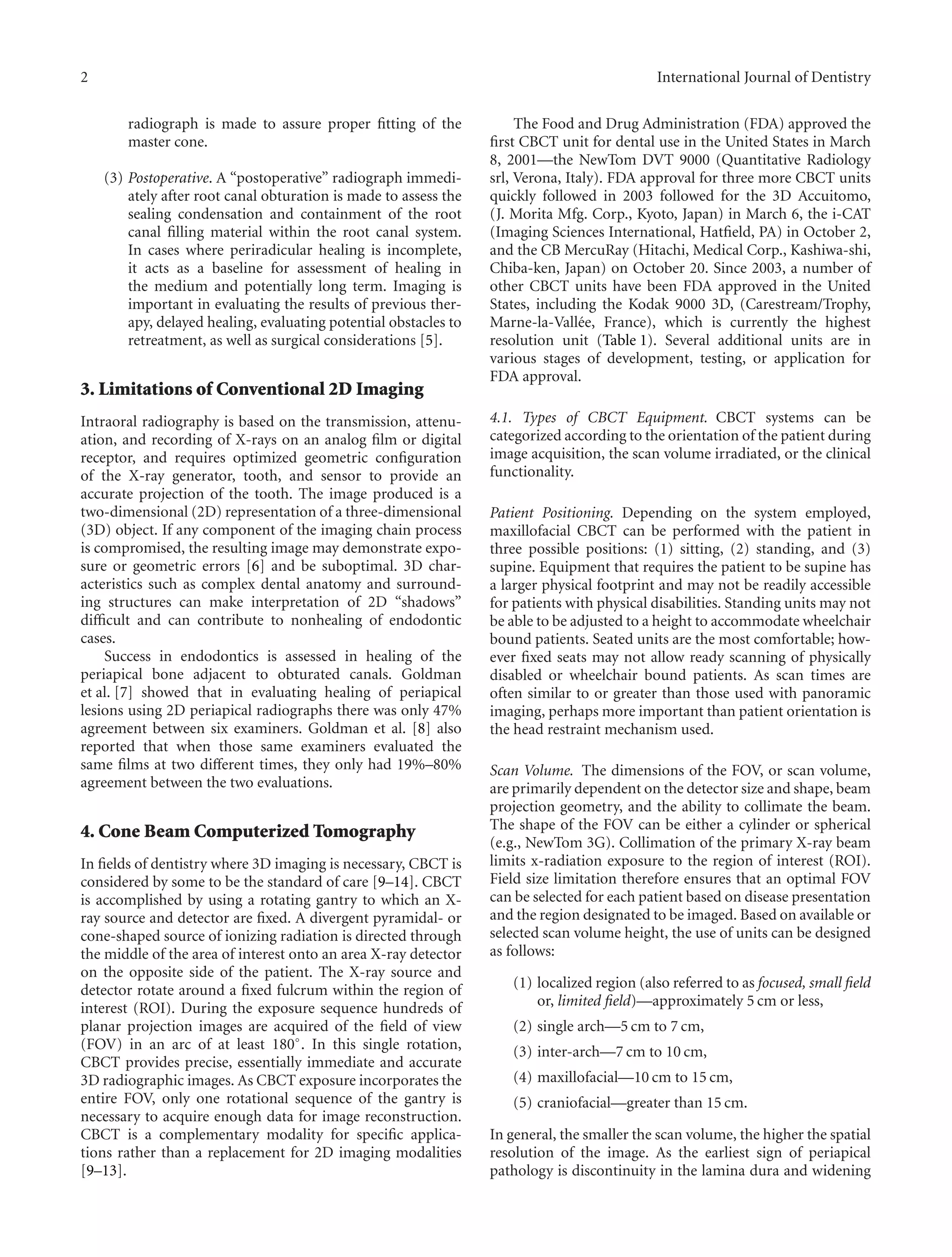 Use of cone beam computed tomography in endodontics | PDF