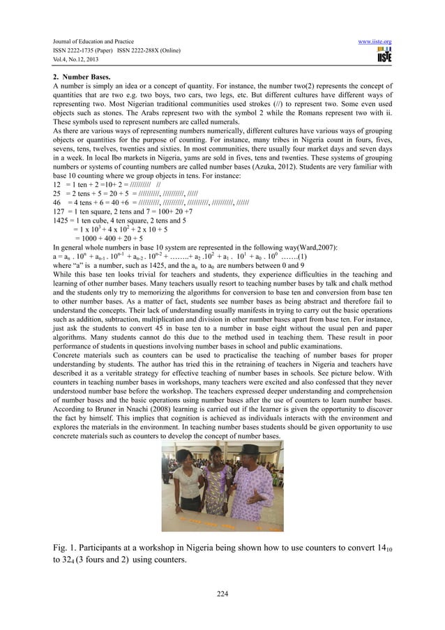 Use of counters for simplifying the teaching of number bases in secondary schools | PDF ...