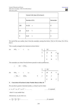 Use of counters for simplifying the teaching of number bases in ...