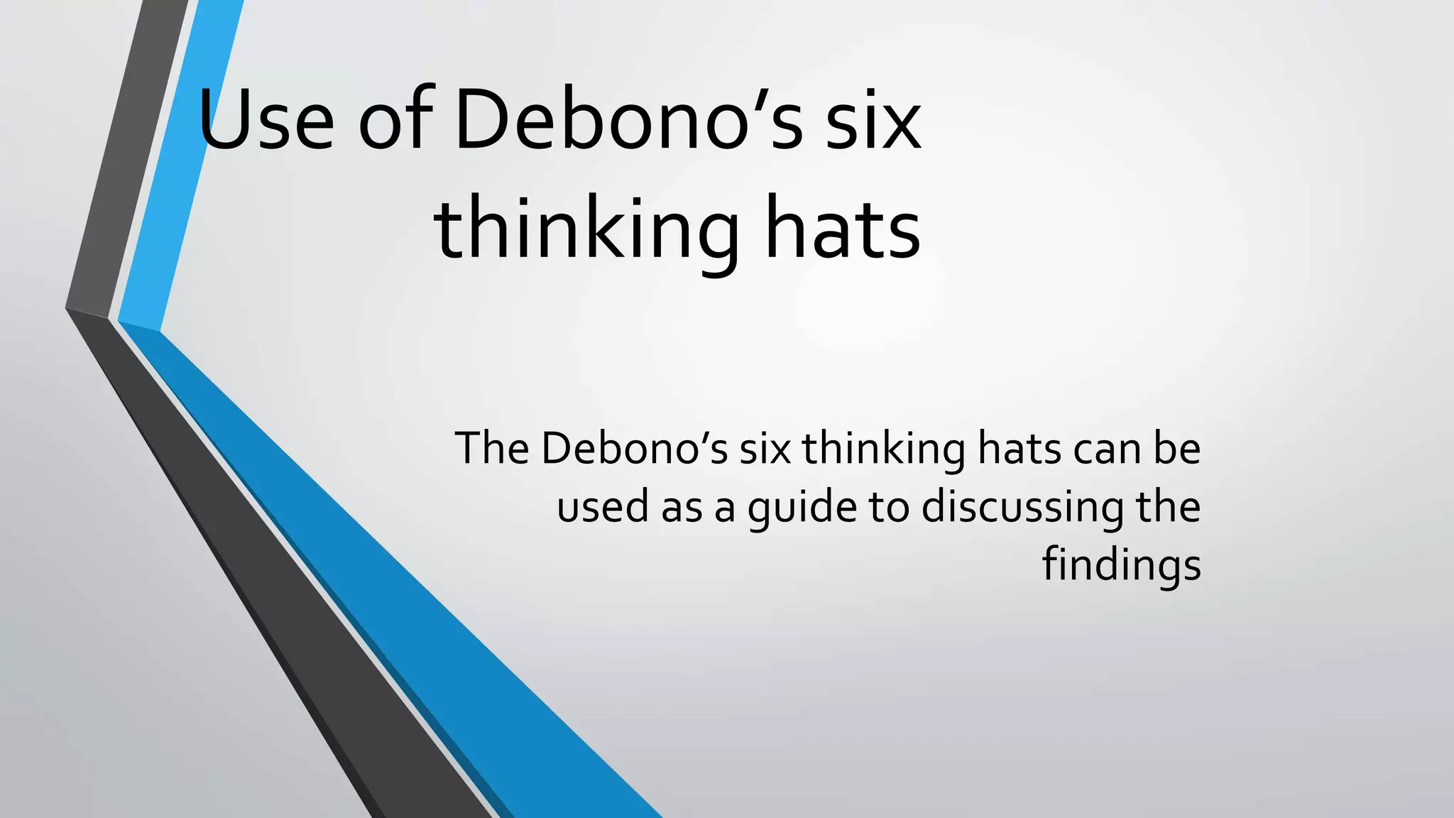 Use of debono’s six thinking hats | PPTX