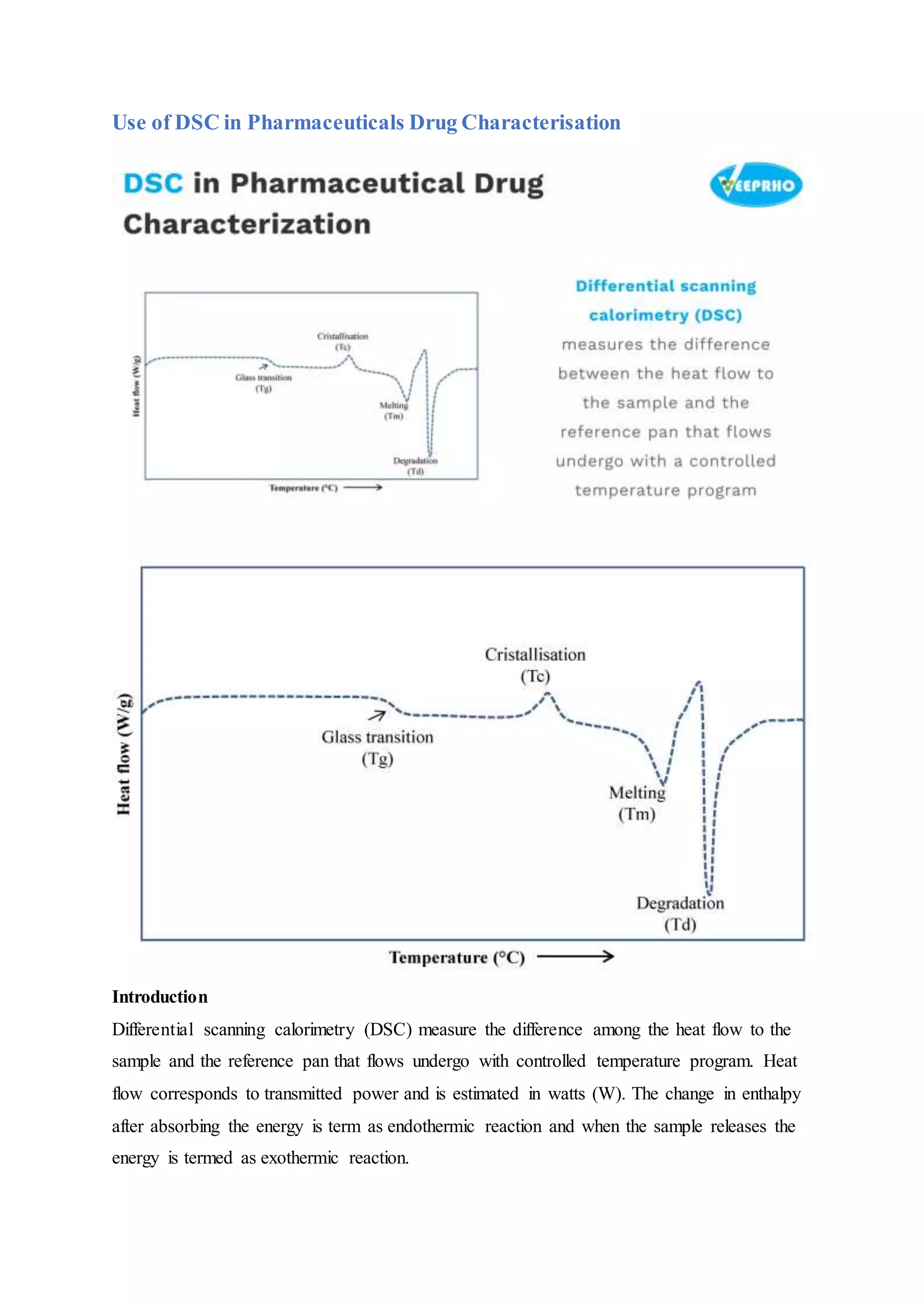 Use of dsc in pharmaceuticals drug characterisation | DOCX