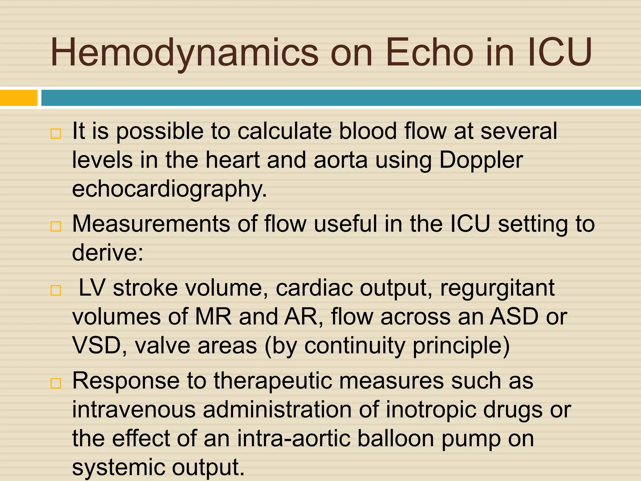 Use of echocardiography in icu | PPTX