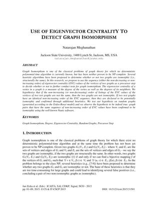 Use of Eigenvector Centrality to Detect Graph Isomorphism | PDF