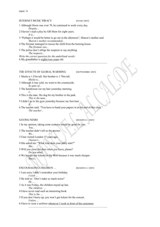 Use of english exercises appeared in pau tests .rephrasing | PDF
