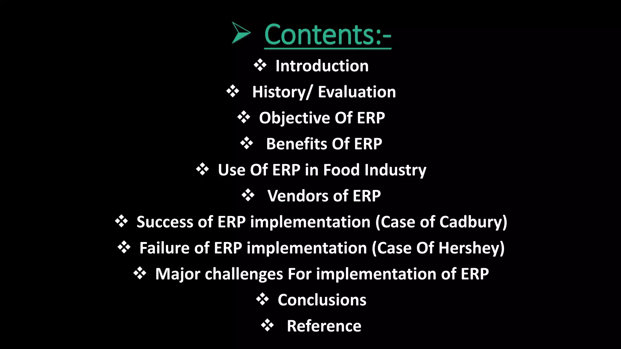 Use of enterprise resource planning(erp) in food industry | PPTX