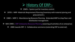 Use of enterprise resource planning(erp) in food industry | PPTX