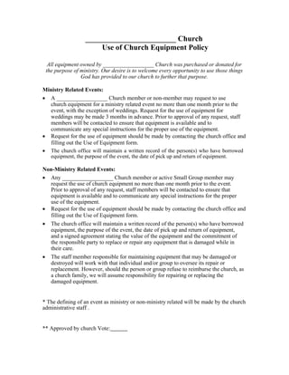 Use of equipment policy | PDF | Wedding | Personal Celebrations & Life ...