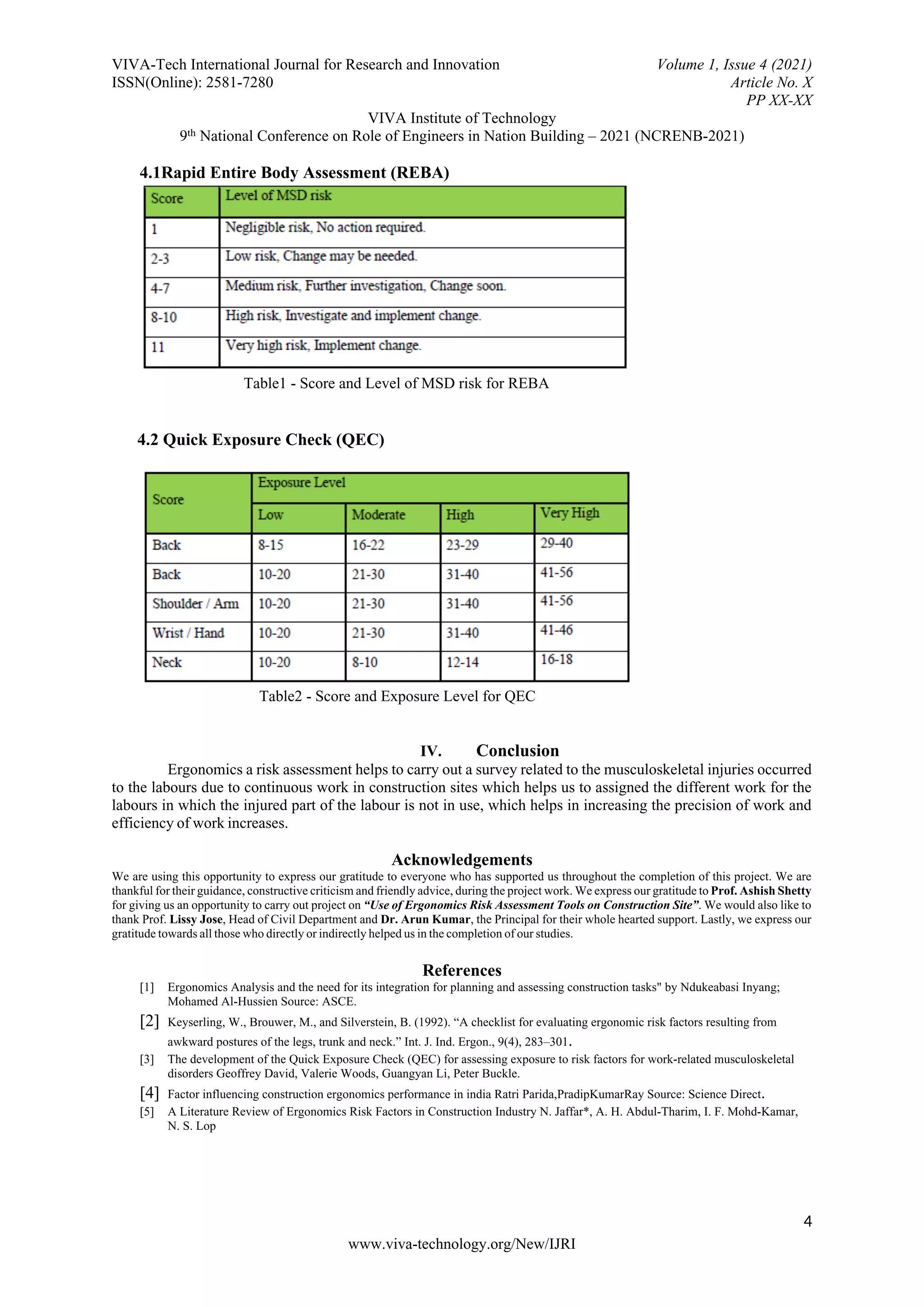 Use of ergonomics risk assessment tools on construction site | PDF