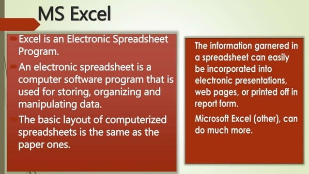 Use of excel | PPT | Free Download