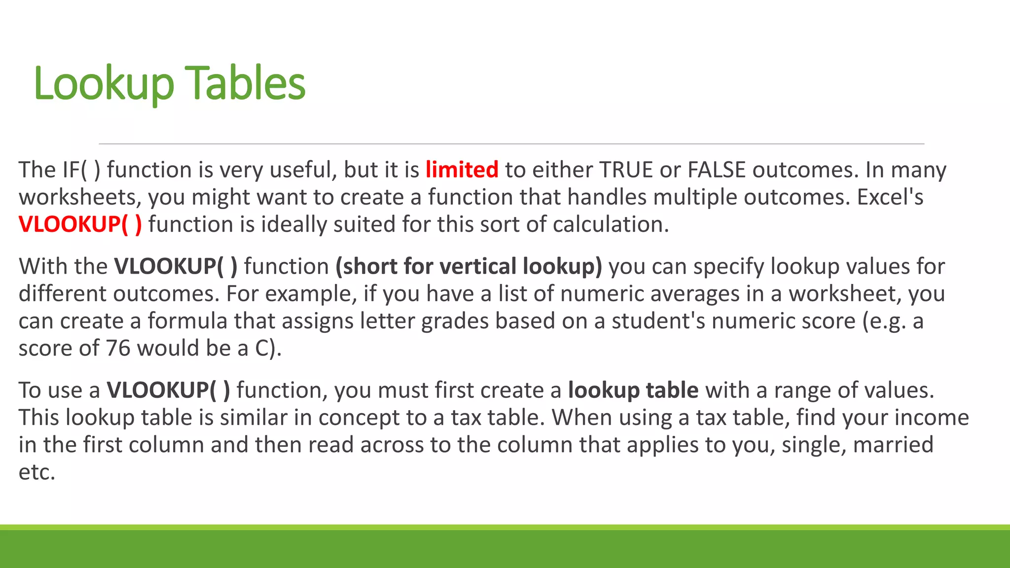 Use Of Excel Spreadsheets In Computing Grades Pptx Standardized
